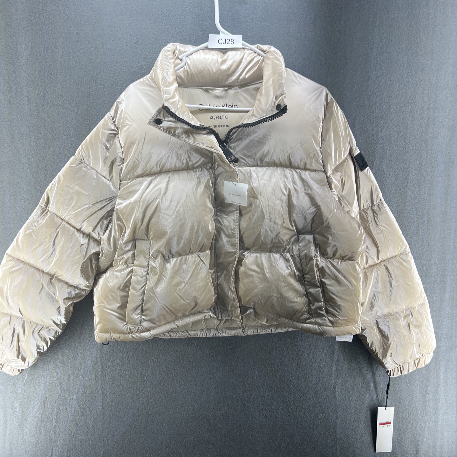 Calvin Klein Cropped Puffer Jacket Sorona Aura XL Champagne NWT | eBay