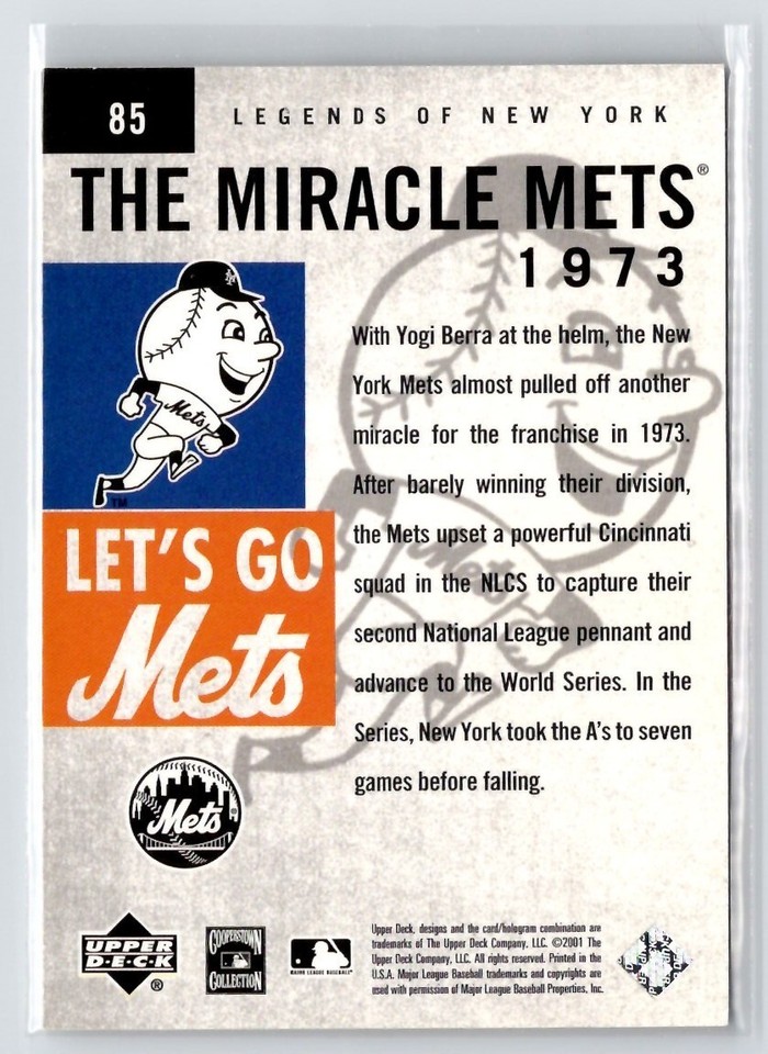 2001 Legends of New York #85 Miracle Mets Yogi Berra Baseball Card New ...