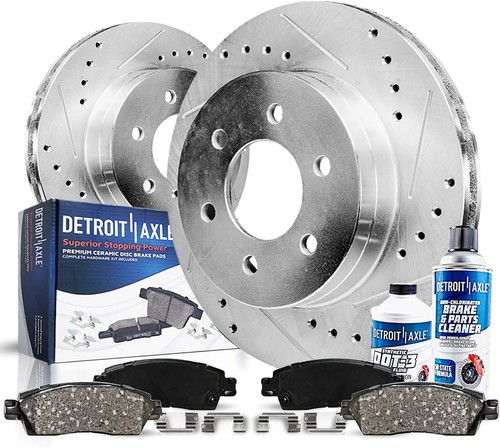 Detroit Axle Rear Drilled Rotors + Brake Pads for Chevy GMC Silverado ...