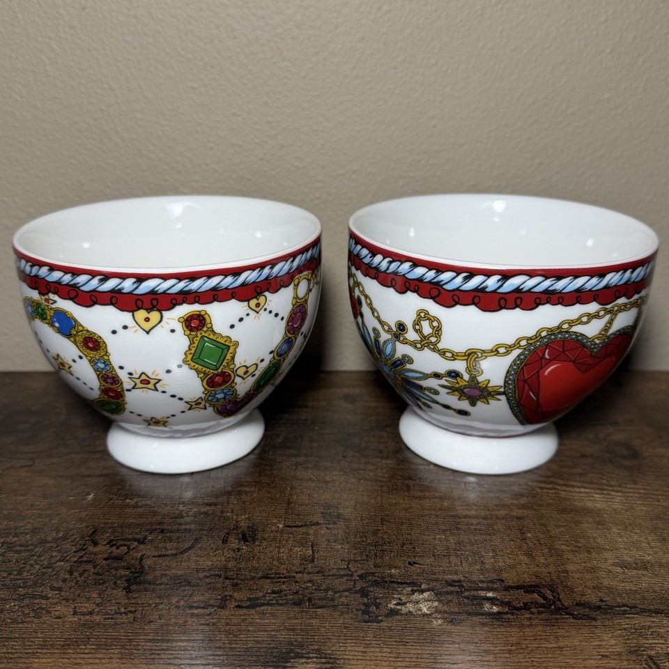 2 Brighton Jewels & Hearts Love Pedestal Coffee Mugs Lrg 13 oz Ceramic ...