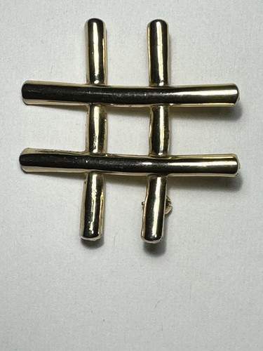 Vintage Gold Tone Hash Tag Tic Tac Toe Brooch Pin | eBay
