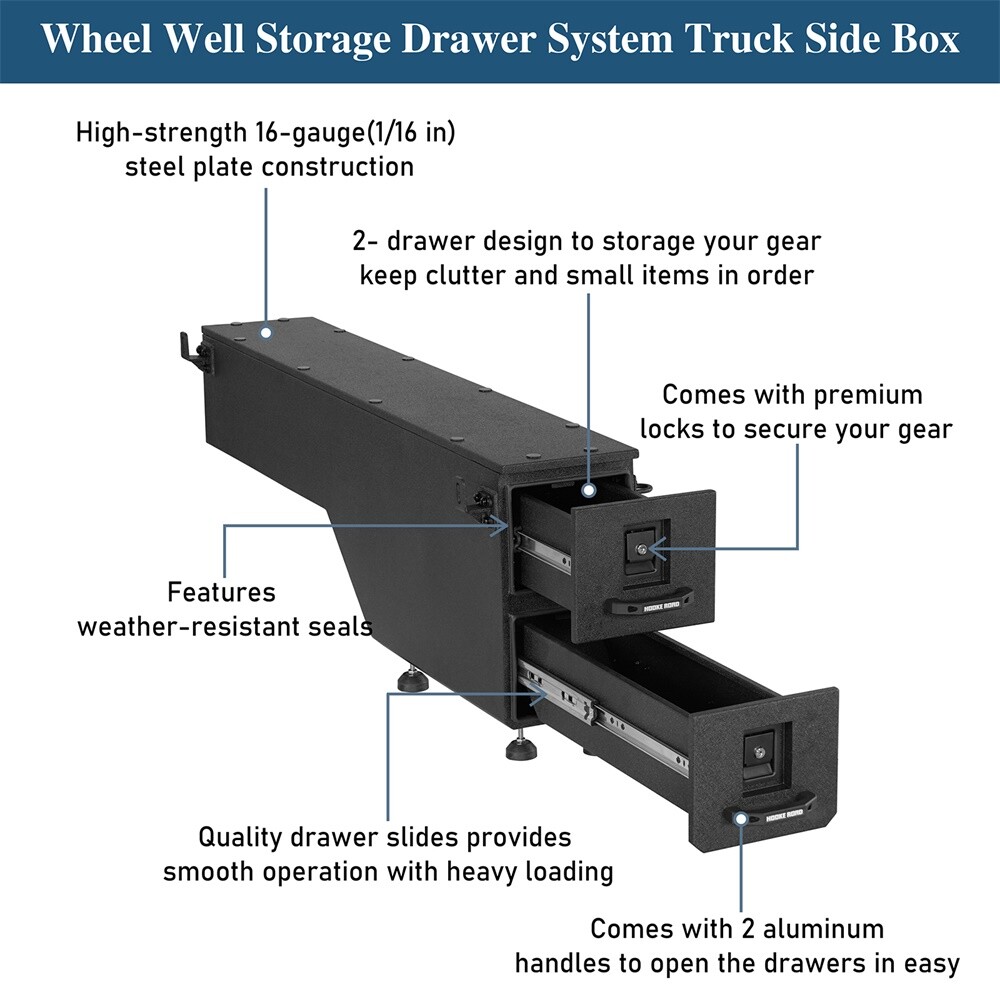 Steel Storage Drawer System Truck Side Box for 15-22 Chevy Colorado ...