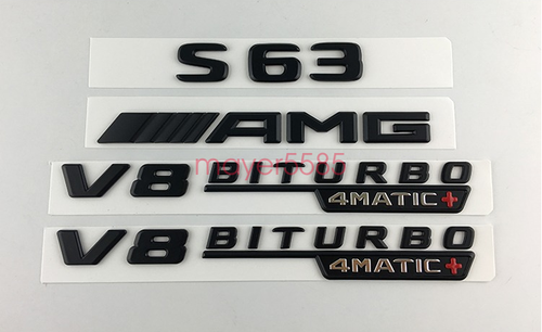 S63 AMG V8 BITURBO Trunk Emblem Badge Sticker for Mercedes Benz Matte ...