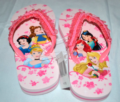 Princess Jasmine Belle Aurora Ariel Cinderella Snow Disney Flip Flops ...