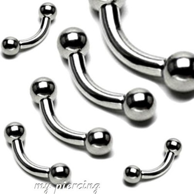 12G 10G 316L Surgical Steel Curved Barbell with Ball End 3/8" 7/16" 1/2 ...