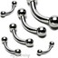 12G 10G 316L Surgical Steel Curved Barbell with Ball End 3/8" 7/16" 1/2 ...