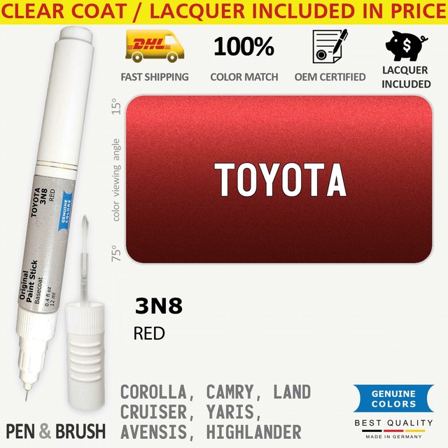 3N8 Touch Up Paint for Toyota Red COROLLA CAMRY LAND CRUISER YARIS ...