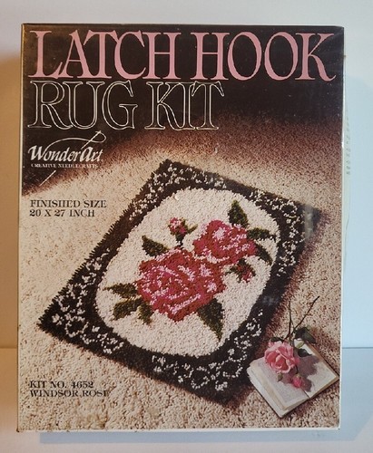 Vintage Wonder Art Latch Hook Rug Kit #4652 Windsor Rose 20"×27" NOS ...