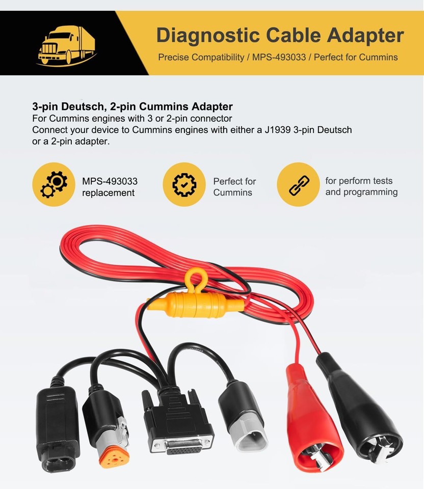 493033 Diagnostic Adapter Cable for Cummins J1939 3 Pin 2 Pin USB-Link ...