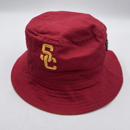 USC Trojans Reversible Bucket Hat OSFM Cotton Red Gold Cleaned Southern ...