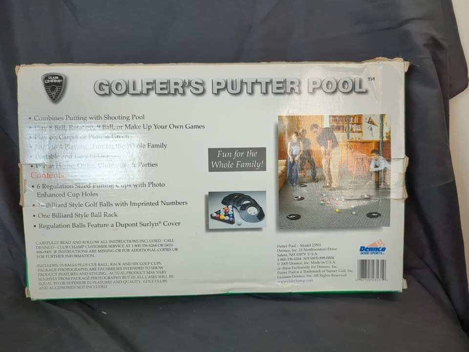 Golfers Putter Pool Game, Club Champ 16 Golf Balls Shooting Billiards ...