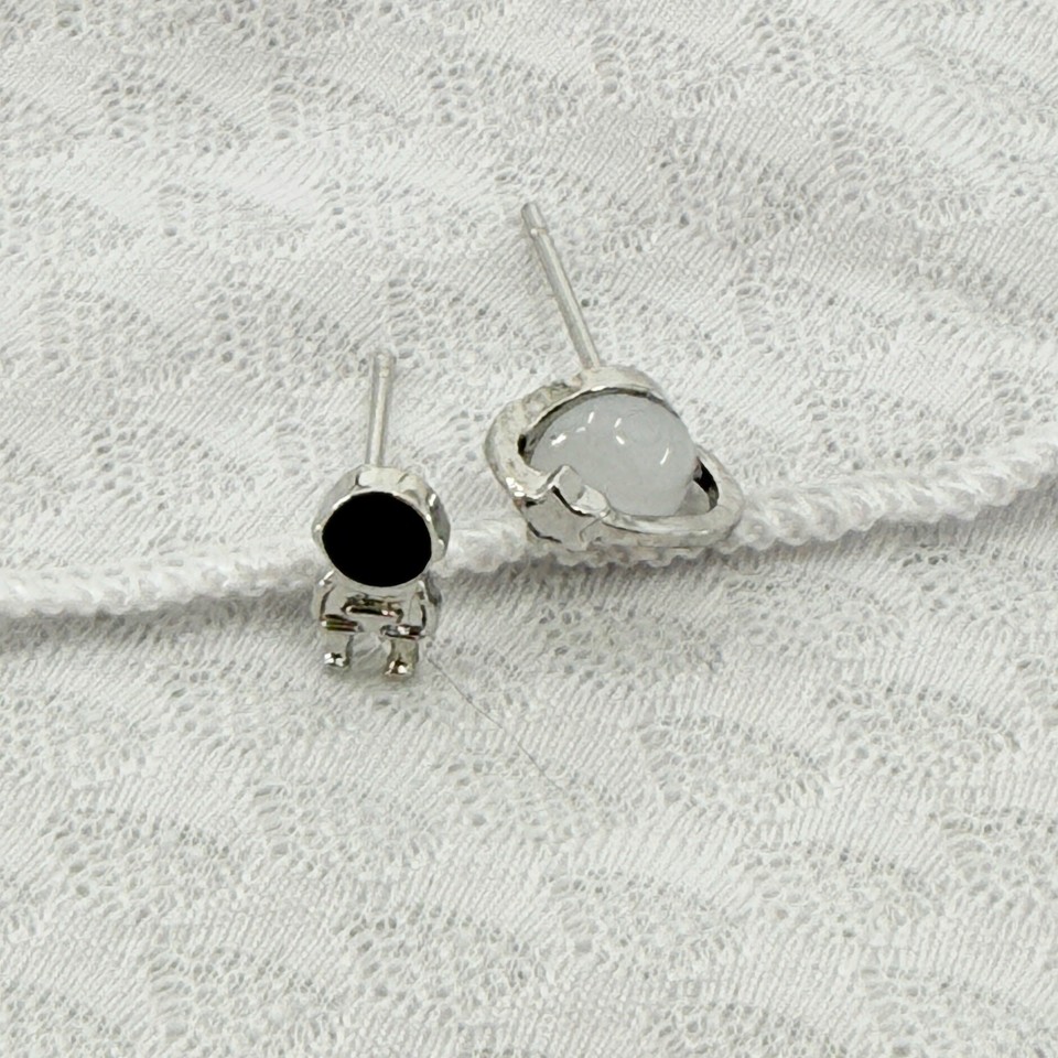 Astronaut with Planet Mismatched Mini Stud Earrings | eBay UK