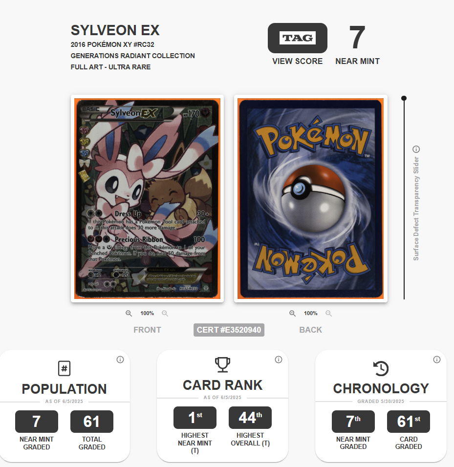 TAG 7 NM - SYLVEON EX #RC32 - POKEMON XY GENERATIONS RADIANT COLLECTION ...