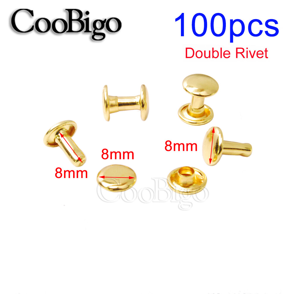 100X Head 3~10mm Double Rivet Stud Collision Nail Spike Punk Belt ...