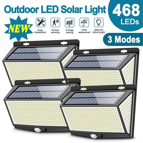 468 LED Solar Motion Sensor Light Outdoor Garden Street Wall Security ...