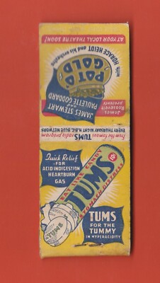 VINTAGE TUMS ADVERTISING MATCHCOVER | eBay