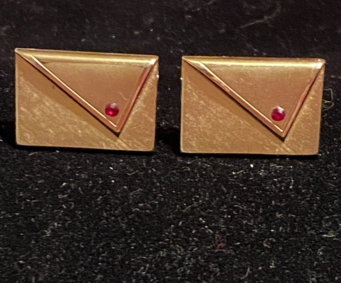 vintage Swank brushed gold-tone geometric W/ Small Re… - Gem