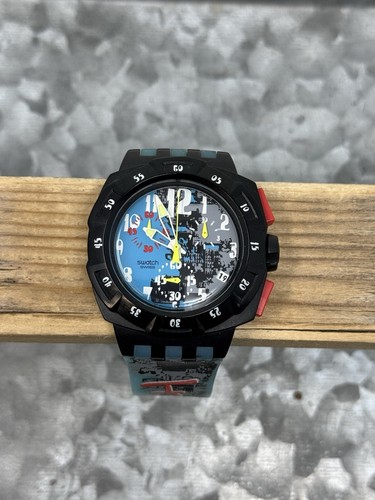 Swatch Watch Scuba Chronograph Funky Words, 2009, Tested, Working, New ...