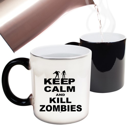 Keep Calm And Kill Zombies Funny Mugs Novelty Colour Changing Mug Gift ...