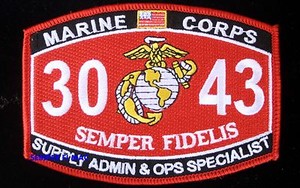 US MARINE MOS 3043 MARINE SUPPLY ADMIN & OPS SPECIALIST PATCH MARINES ...