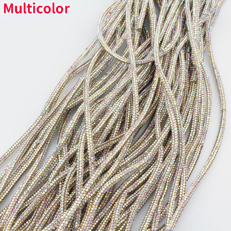 1 Yard Shiny Crystal Rhinestone Rope Chain Trim String DIY Material Sew ...
