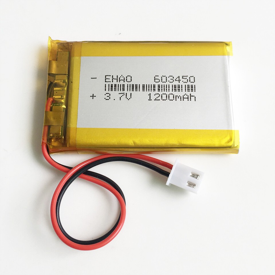3.7v 1200mAh Lipo Rechargeable Battery 603450 + JST 2Pin 2.54mm Plug ...