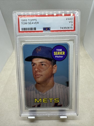 1969 Topps Tom Seaver New York Mets MLB Baseball Card #480 PSA 3 VG HOF ...