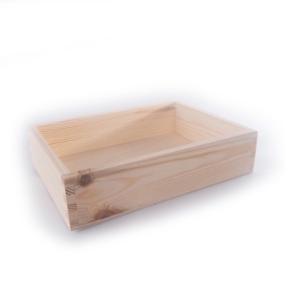 Rectangular Wooden Open Top Box / 22x16x5.4cm Non-Lidded Pine Tray ...