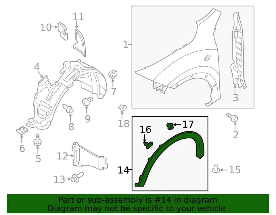 Genuine Nissan Driver Left Front Wheel Opening Molding 63861-3YW0C | eBay