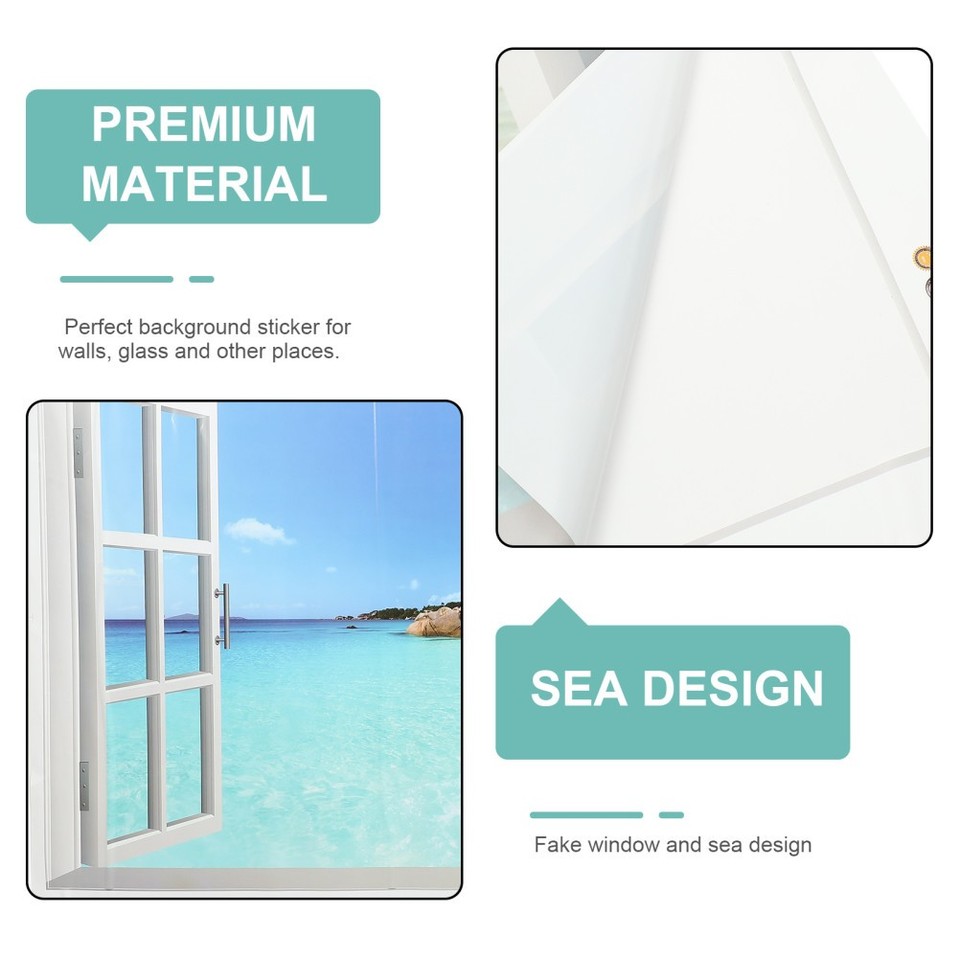 3 D Wall Decals Living Room Peel and Stick Fake Window Beach Sticker ...