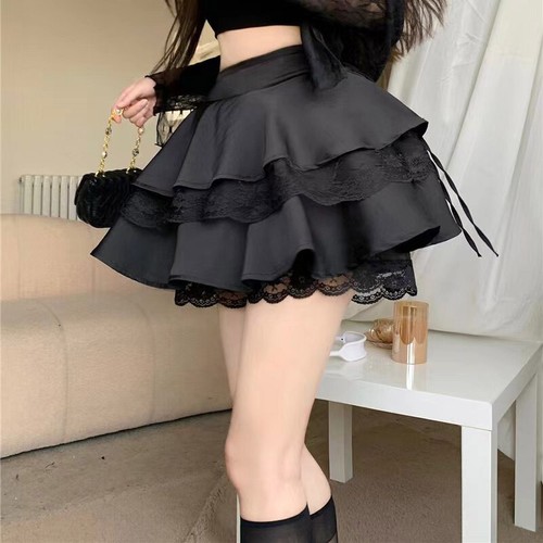 Japanese Sweet Girls Lace Mini Skirts Cute High Waist Summer Ruffle A ...