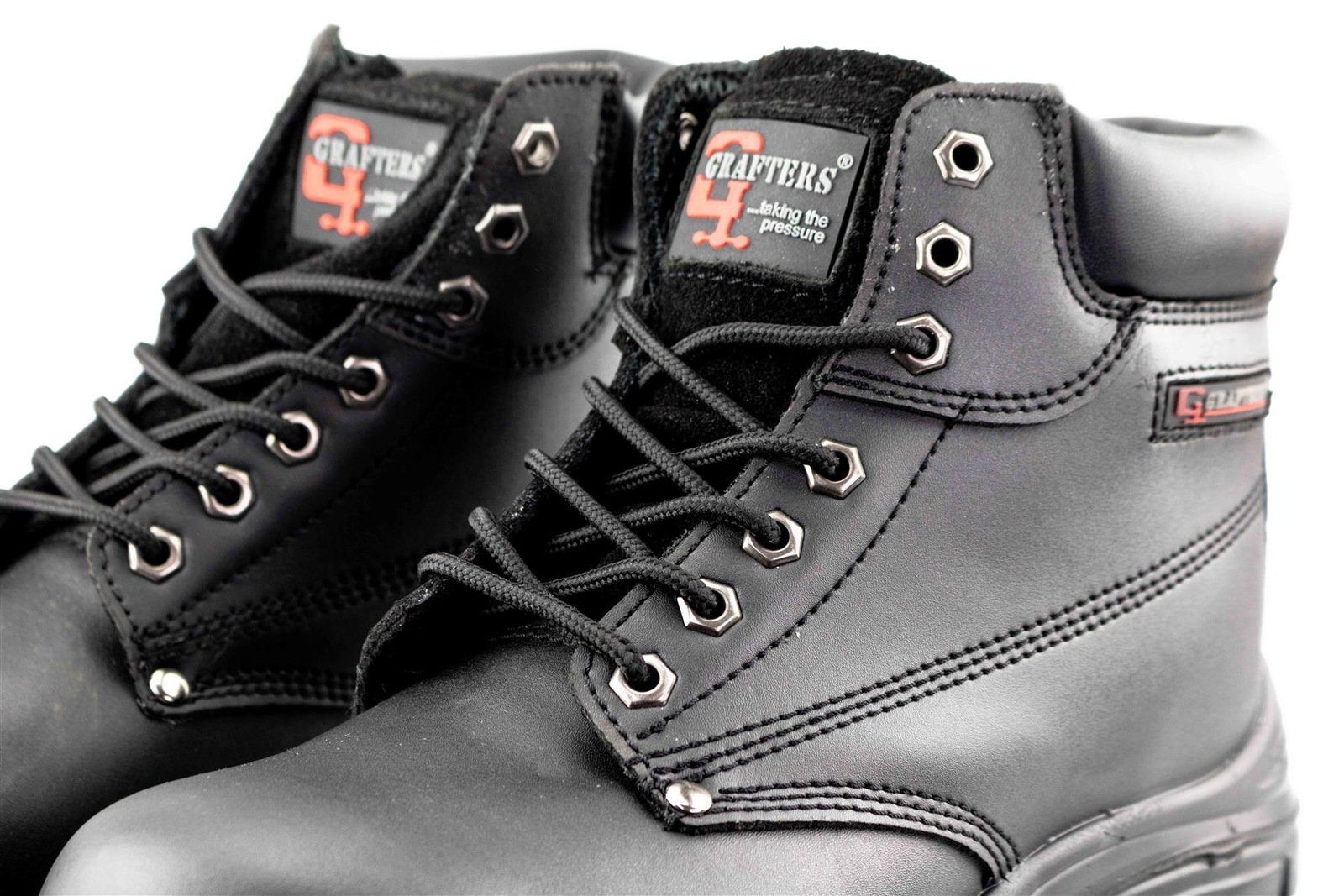 Mens Leather Safety Steel Toe Cap Wide Fit Lace Up Ankle Work Boots ...