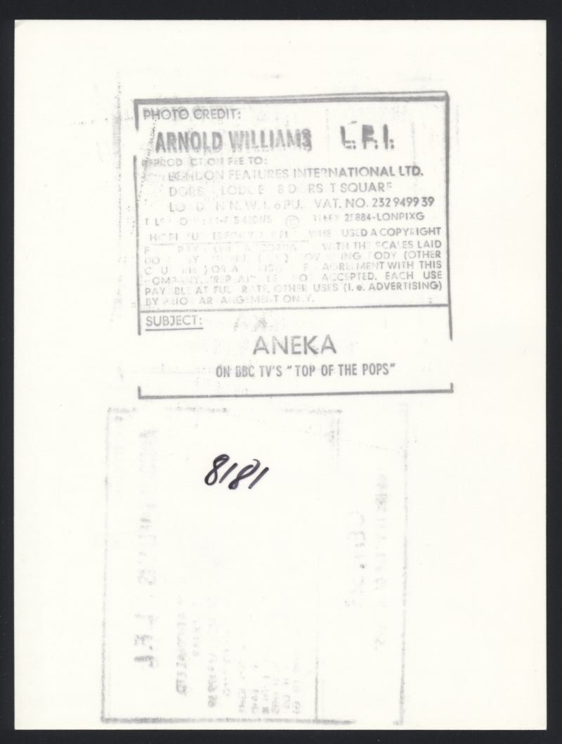 1990 ANEKA on BBC Top of the Pops Vintage Original Photo MARY SANDEMAN ...