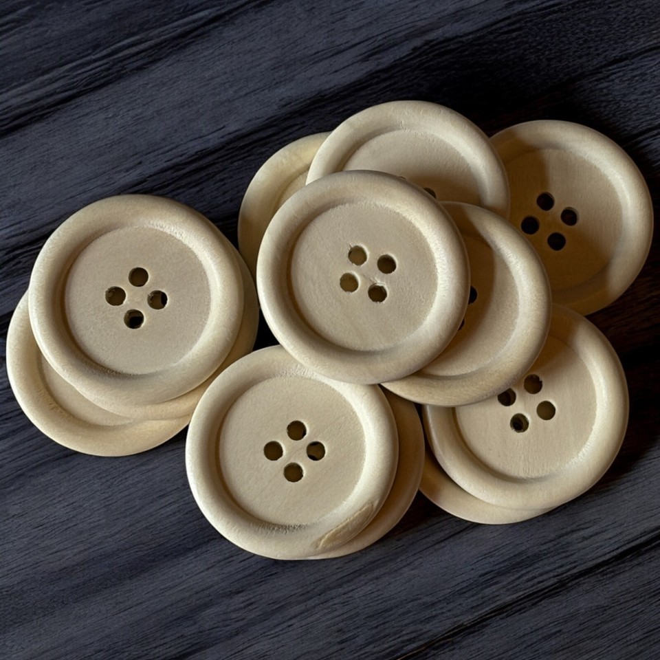Natural Wooden Buttons 4 Hole Sewing Cardigan Sewing Knitting Crafts ...