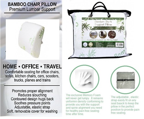 Bamboo Lower Back Support for Chair Seat Cushion Posture Corrector ...