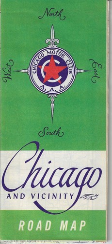 Vintage 1950's CHICAGO And Vicinity Road Map, CHICAGO MOTOR CLUB AAA ...