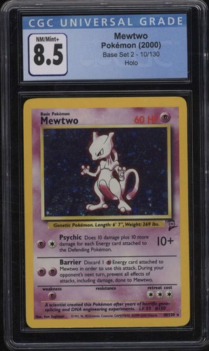 2000 Pokemon Base Set 2 #10/130 Mewtwo Holo CGC 8.5 NM/M+ | eBay