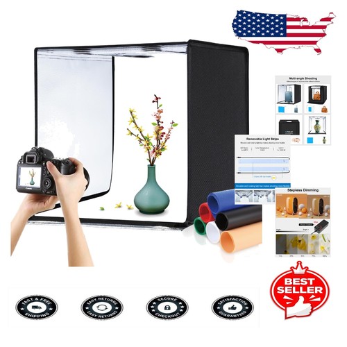 Professional 24" Photography Light Box Kit - Dimmable LEDs & Easy ...