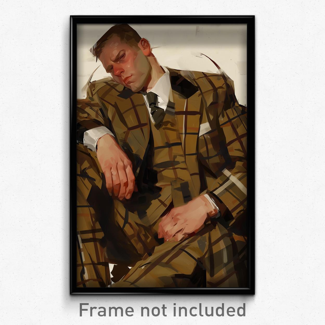 Art Poster - Man Feeling Discombobulated Wearing Sturdy Plaid Neckwear ...