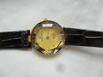 Ricardo Watch Brown Leather Buckle Band Round Gold Tone Face Stylish | eBay