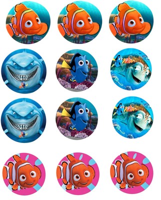 12 Finding Nemo Cupcake Toppers EDIBLE Topper Nemo Dori Nemo Birthday ...