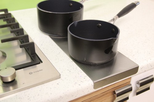 Hot Pan Stand Worktop Protector + Bend Brushed Stainless Steel Chopping ...