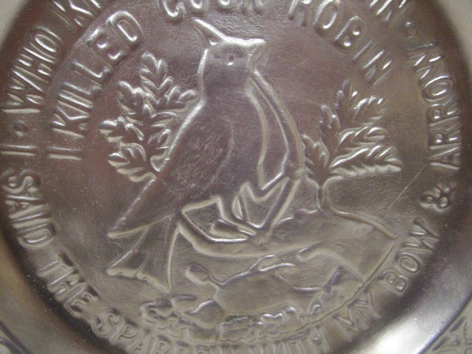 Vintage Country Pewter "Who Killed Cock Robin" ABC Plate Jay Stauffer ...