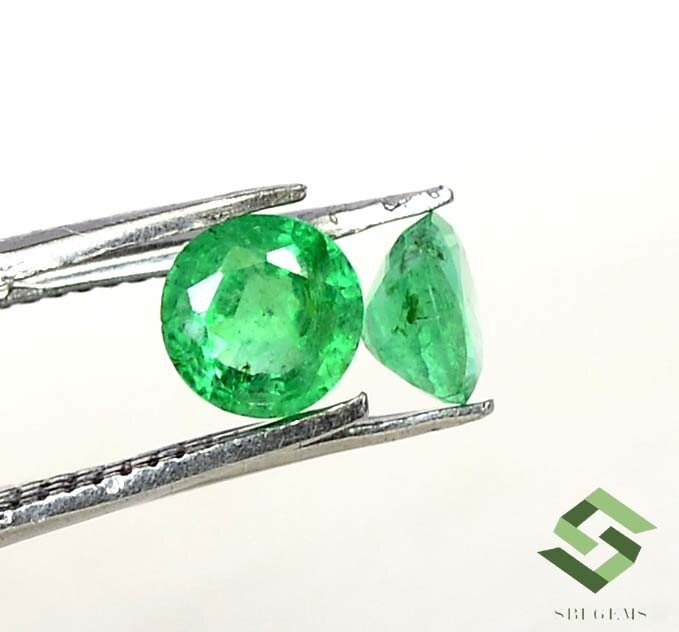 4.50 mm Certified Natural Emerald Round Cut Pair 0.66 CTS Untreated ...