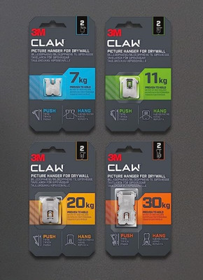 3M CLAW 2 Pack Drywall, Plasterboard Picture, Mirror, Frames & Home ...
