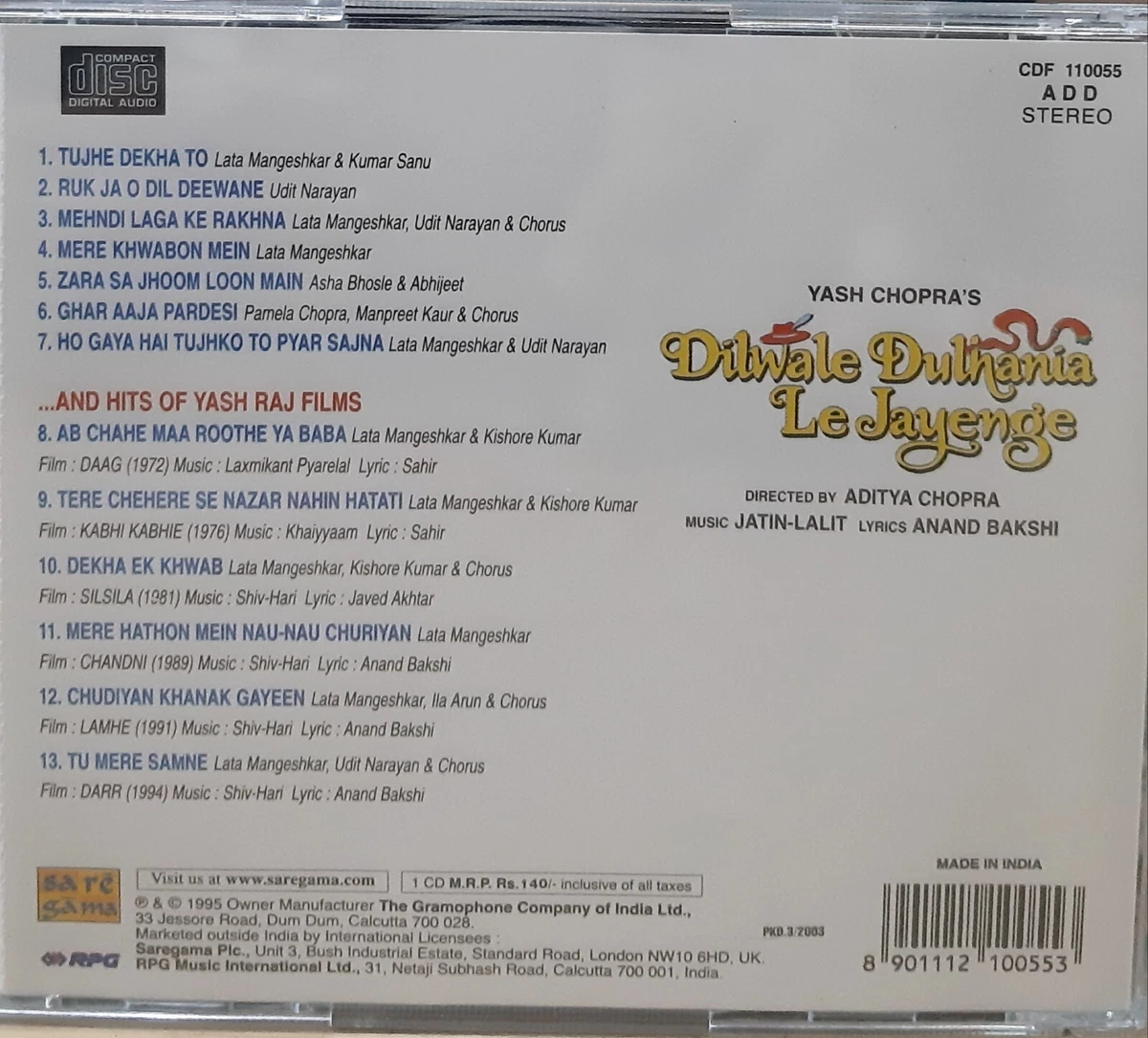 Dilwale Dulhania Le Jayenge Cd