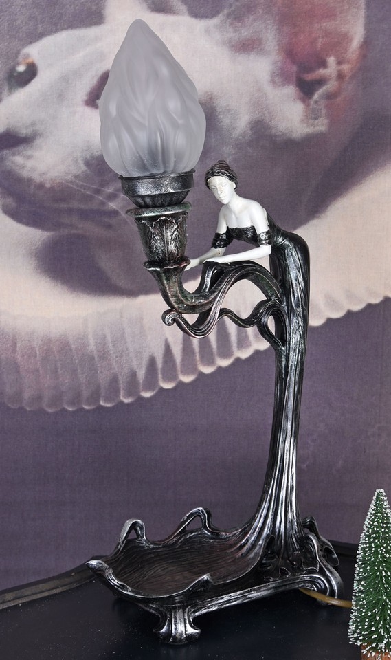 Tischlampe Jugendstil Frauenfigur Nachttischlampe Leuchte Skulptur ...
