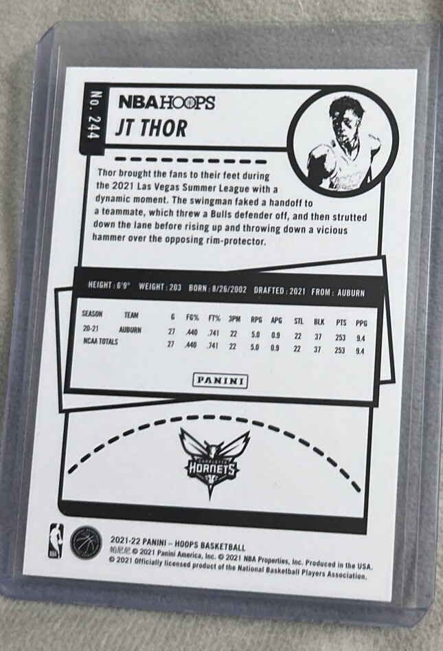 JT Thor 2021-22 Panini NBA Hoops Teal Explosion RC #244 Charlotte ...
