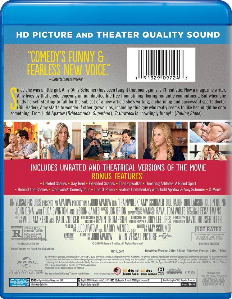Trainwreck (Blu-ray) Amy Schumer Bill Hader Brie Larson Colin Quinn ...