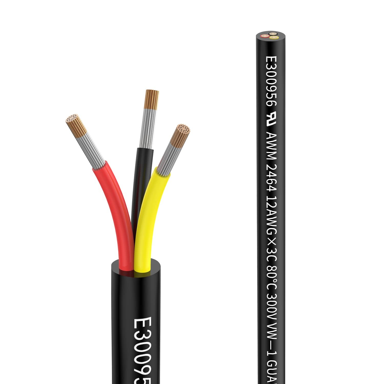 12 Gauge Electrical Wire 3 Core Extension Cable 20feet UL2464 DC 5V/12V ...